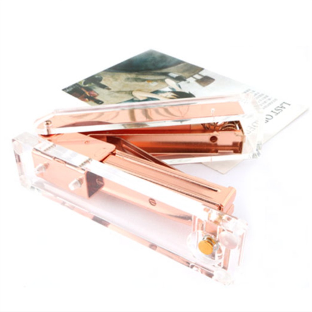 Clear Acrylic Rose Gold Stapler Tape Dispenser Holder Set Dress Up Home ...
