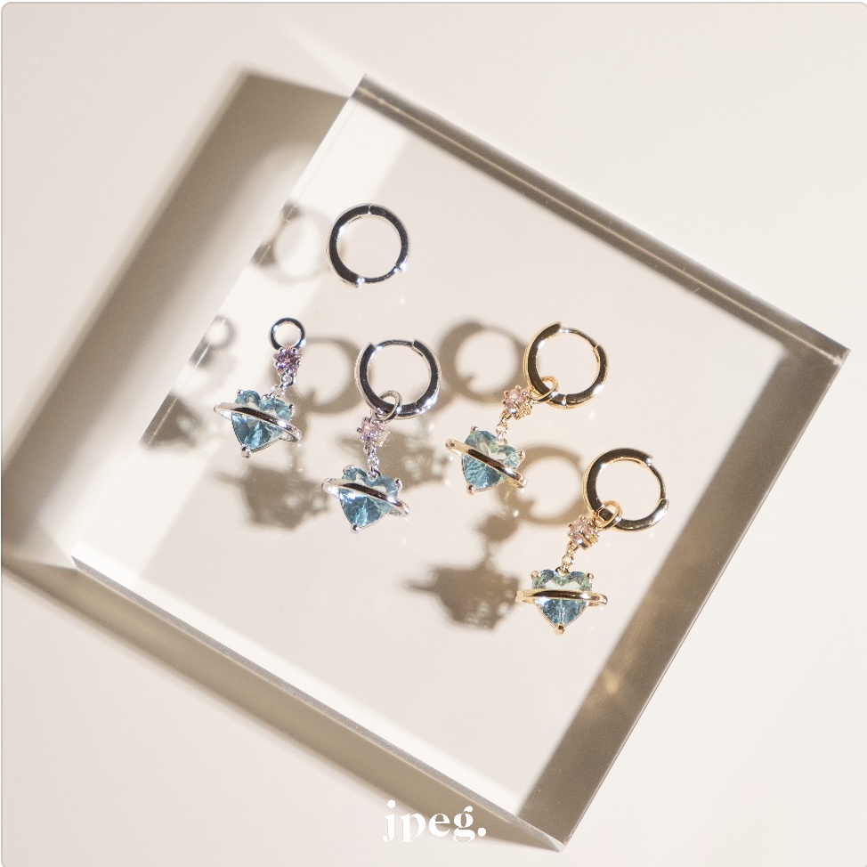 Baby blue - Saturn hoop earring (Brass) | Shopee Thailand