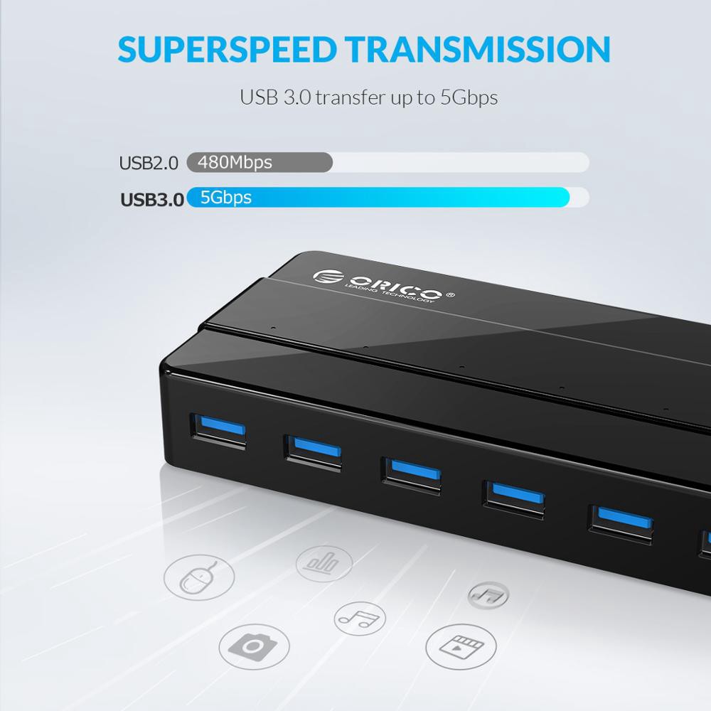 ORICO 47 Port USB 3.0 HUB with 12V Power Adapter USB Splitter OTG ...