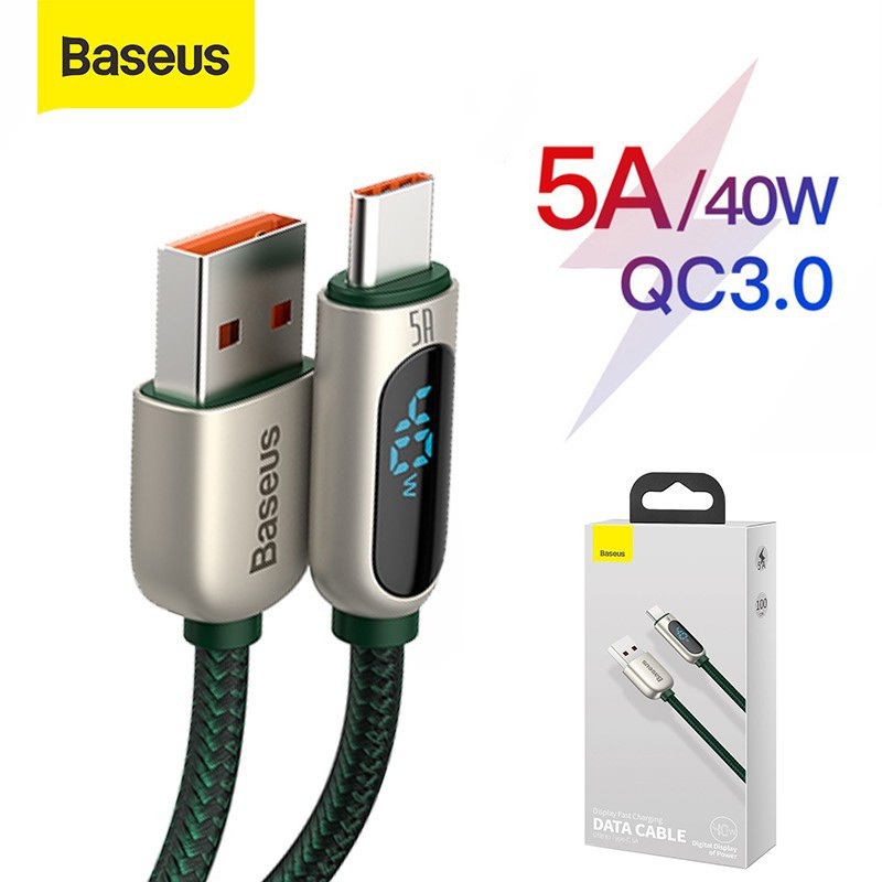 Baseus LED แสดงสายเคเบิลข้อมูล TYPE C 5A สายชาร์จเร็ว - stefluki.th ...