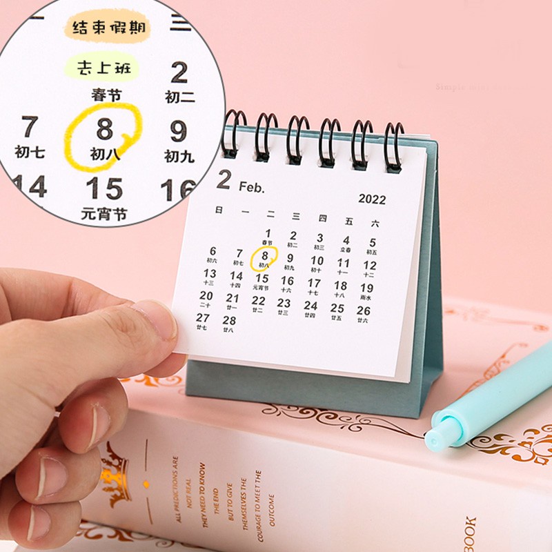 2022 Creative Portable Mini Desk Calendar / Student Note-taking Desktop ...