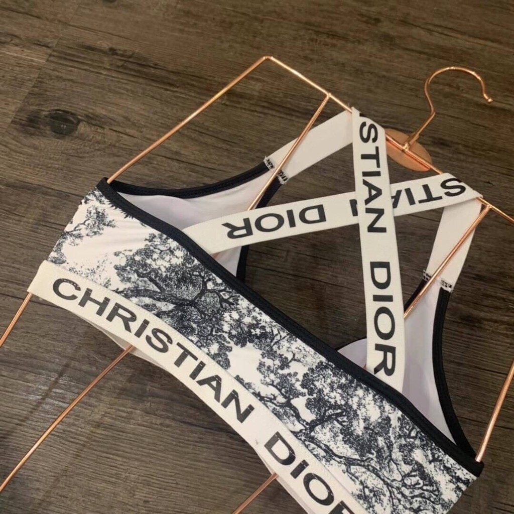 CHRISTIAN DIOR BLUE/PINK TOILE DE JOUY TWO PIECES SWIMWEAR ชุดว่ายน้ำ ...