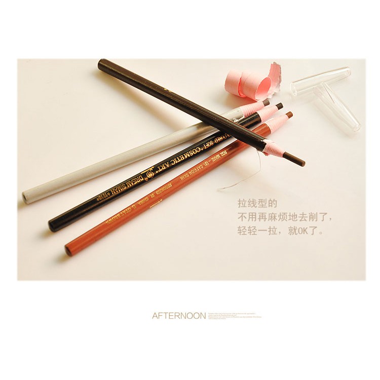 (12pcs/lot) Coloured Soft Cosmetic Art Eyebrow Pencil ดินสอเขียนคิ้วดึง ...