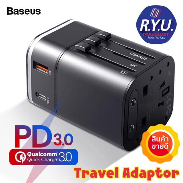 Baseus Adaptor Removeable 2in1 Universal Travel Adaptor PPS Quick ...