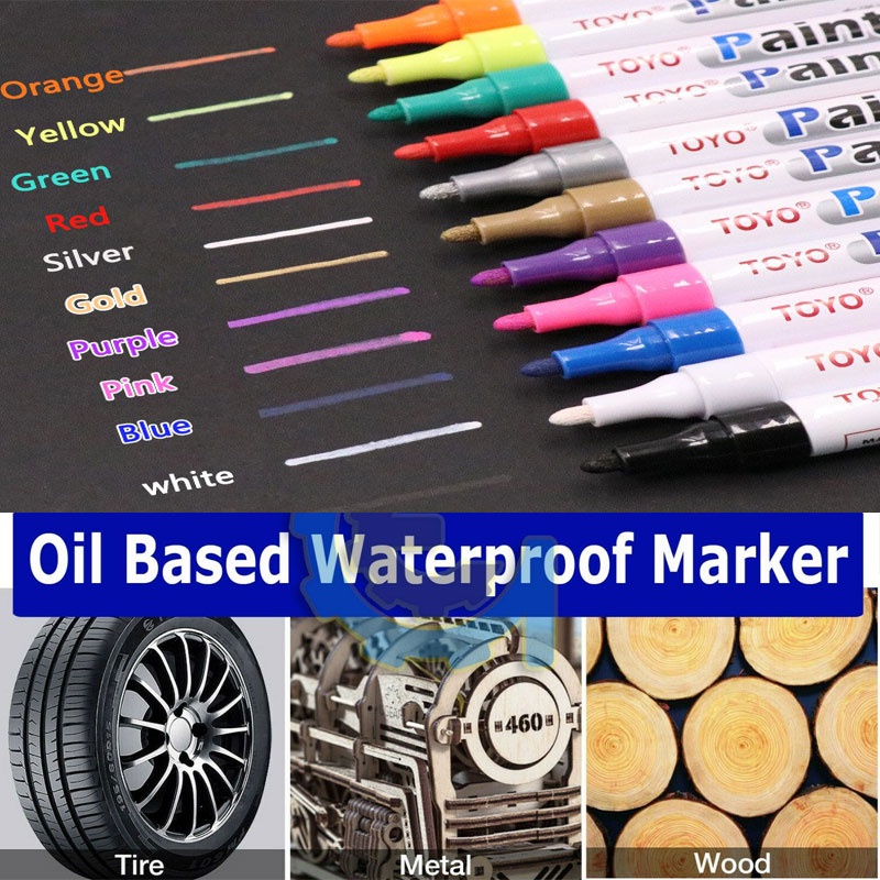 TOYO 12 Pcs/Set Tire pen Permanent Markers Pens Permanent Oily based ...