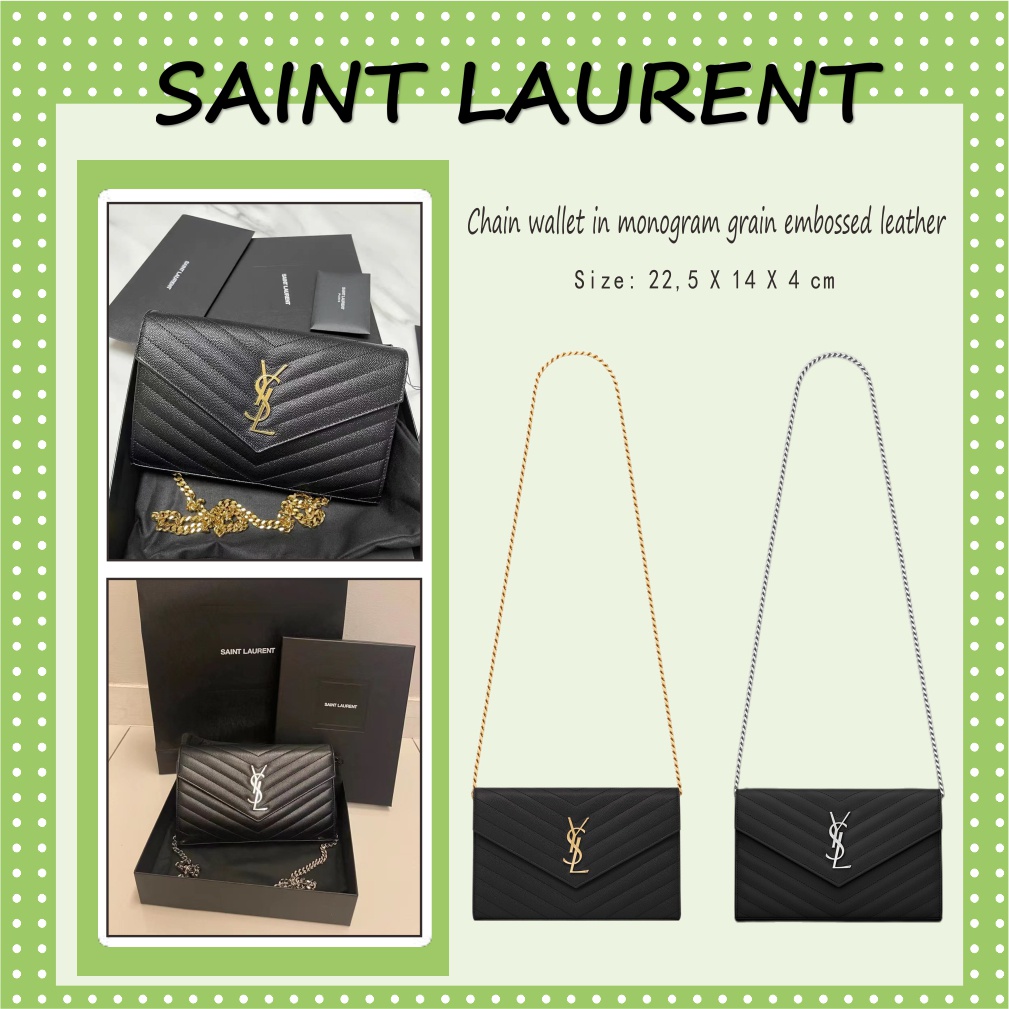 Hot แซงต์โลรองต์ แท้YSL WOC 9 377828 Saint Laurent envelope chain ...