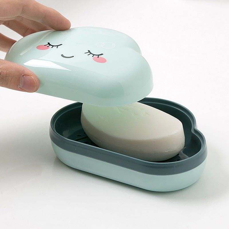 HN-Soap Box Cartoon Cloud Shape Bathroom Drain Soap Holder Soap Case ...