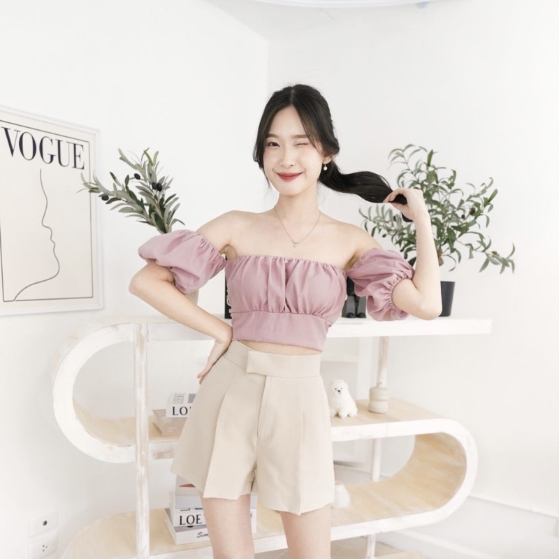 cronie.official - blossom crop เสื้อครอป แขนพอง ปาดไหล่ - cronie ...