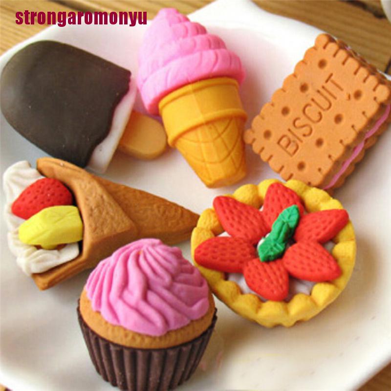 ( N979 ) ยางลบรูปคัพเค้กบิสกิตคุกกี้ครีมแบบสุ่ม 4 ชิ้น - strongaromonyu ...