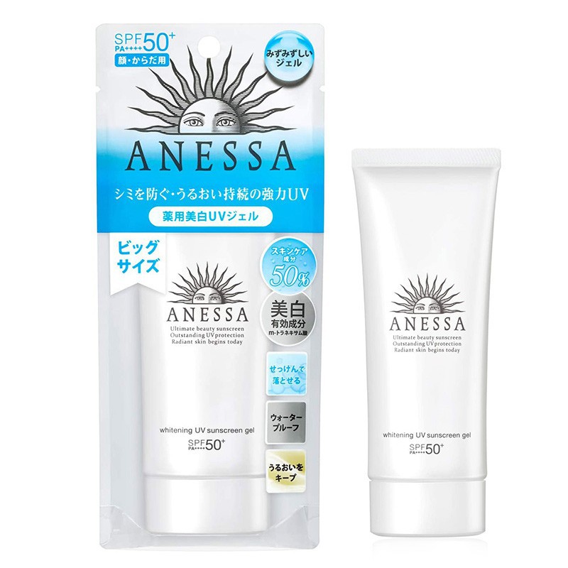 สูตรใหม่ ครีมกันแดด Anessa Whitening UV Sunscreen Gel SPF50+ PA++++ 90g (สีขาว) | Shopee Thailand