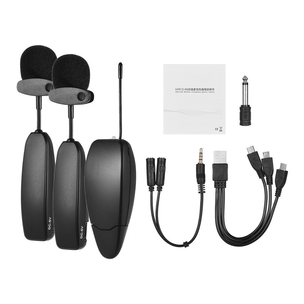 2021ready stockWireless UHF Microphone System 2 Transmitter and 1 ...