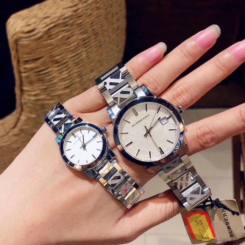 นาฬิกาผู้หญิง BURBERRY Silver Check Stamped Dial - Silver รุ่น BU9144 ...