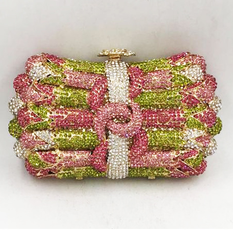 Local StockWhiteGreenPink Rhinestone Diamond Evening Bag Crystals ...