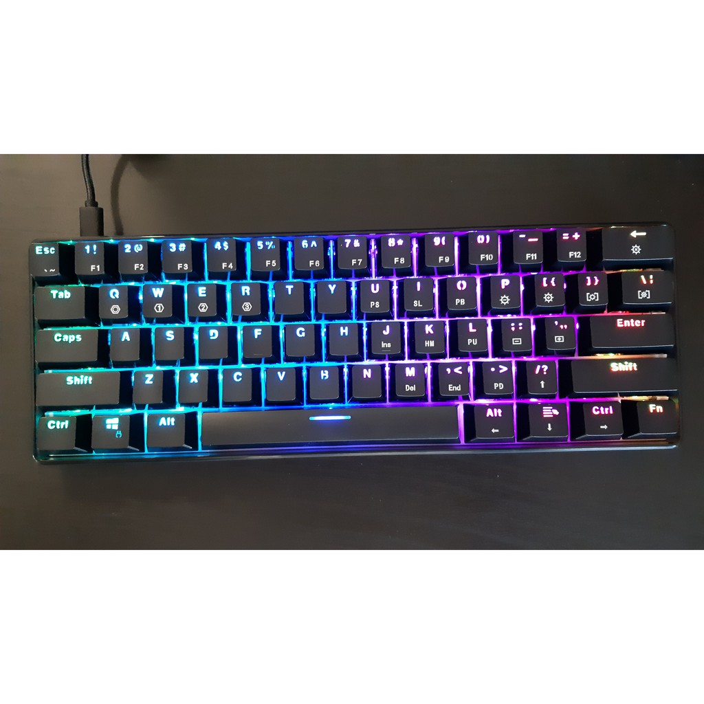 คีย์บอร์ด GK61 แบบ 61 ปุ่ม ไฟ RGB สวิทช์ Gateron Optical Switch (GK61 ...