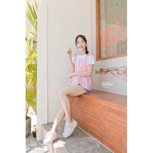 Numsha Brand เสื้อสองชิ้นเอี๊ยมสก๊อตโบว์บ่า NB22033 - numsha_brand ...