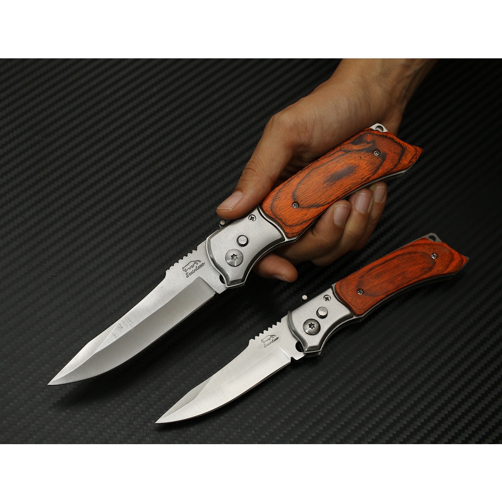 MODEL A611 มีดพับ สปริง ดีดไว ด้ามไม้ ขนาด 8.5 นิ้ว - parindrak - ThaiPick