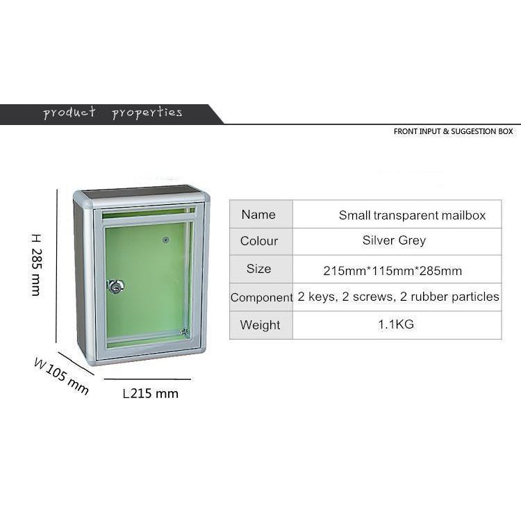 Peti Surat Aluminium Suggestion Box Mail Transparent Mailbox Letter Box ...