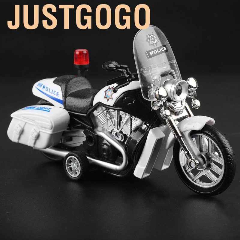 Justgogo Police Motorbike Patrol Motorcycle Toy Mini Pull Back Model ...