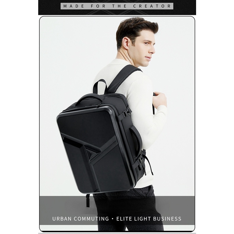 Large capacity hard shell backpack men39s USB business expansion ...