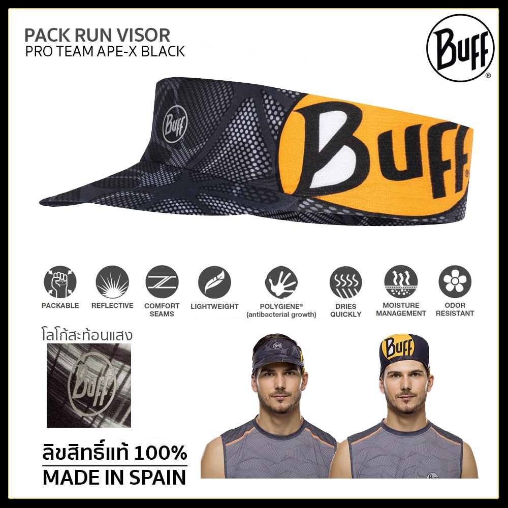 Buff Pack Speed Visor Coolnet UV หมวกวิ่งบัฟ หมวกเปิดหัว ม้วนพับได้เล็กกะทัดรัด พกพาสะดวก ...