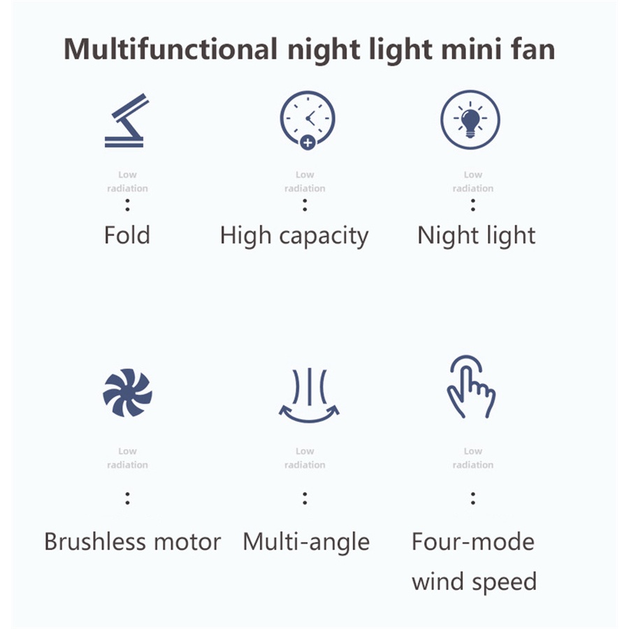Xiaomi Mini Fan Led Night Light USB Rechargeable Fill Light Foldable ...