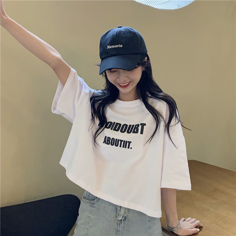 Vv3 ☾เสื้อยืดแขนสั้น ผ้าฝ้าย 100% ทรงหลวม เข้ากับทุกการแต่งกาย สไตล์ ...