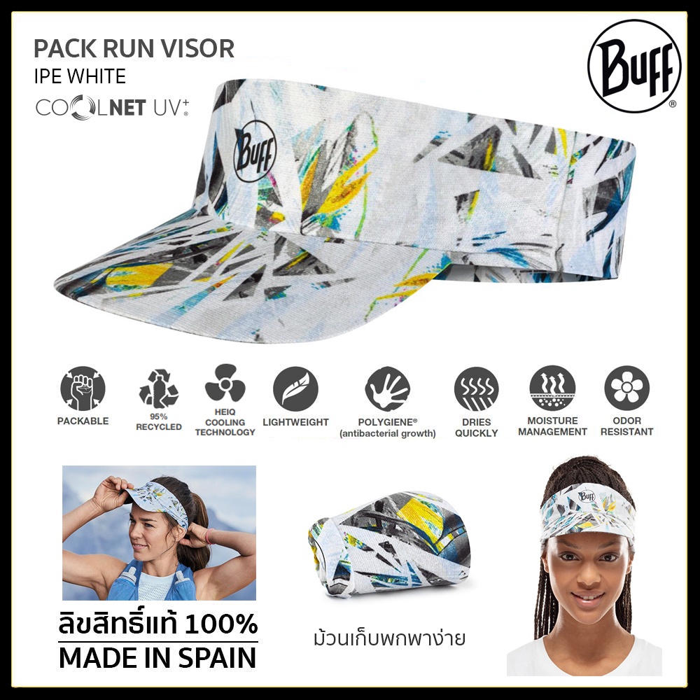 Buff Pack Speed Visor Coolnet UV+ หมวกวิ่งบัฟ หมวกเปิดหัว ม้วนพับได้ ...