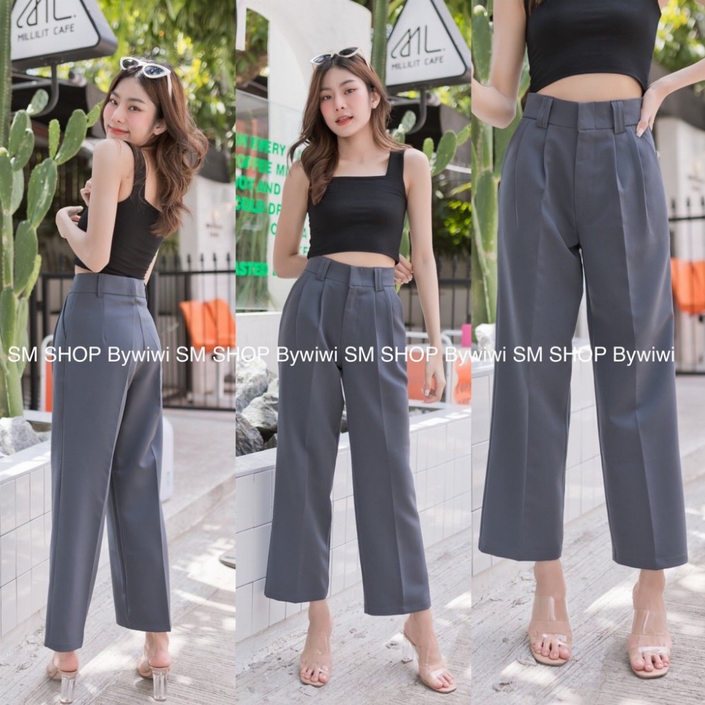 รุ่น AAกางเกงขากระบอกใหญ่สุดฮิต หูคู่สวยๆ ทำงาน แฟชั่น งานป้าย SMSHOP ผ้าไอวี่ ผ้าเปเป้ S - 2XL ...