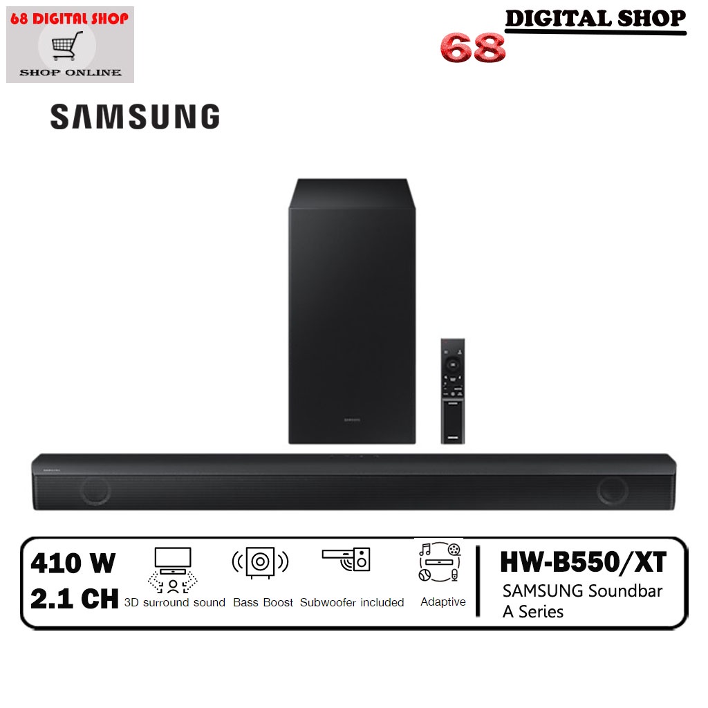 SAMSUNG SOUNDBAR HW-B550 ลำโพงซาวด์บาร์ B550 ระบบเสียง 2.1Ch 410W รุ่น HW-B550XT - 68digitalshop ...