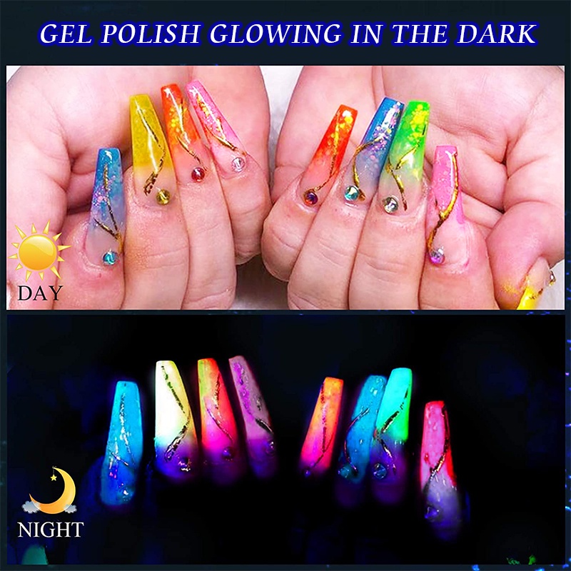 Glow in the Dark Gel Nail Polish Neon Luminous Gel Polish Set ...
