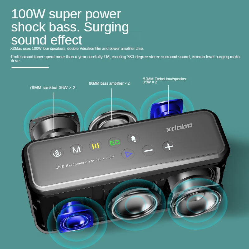 XDOBO X8 Max 100W Portable Wireless Bluetooth Speaker TWS Subwoofer and ...