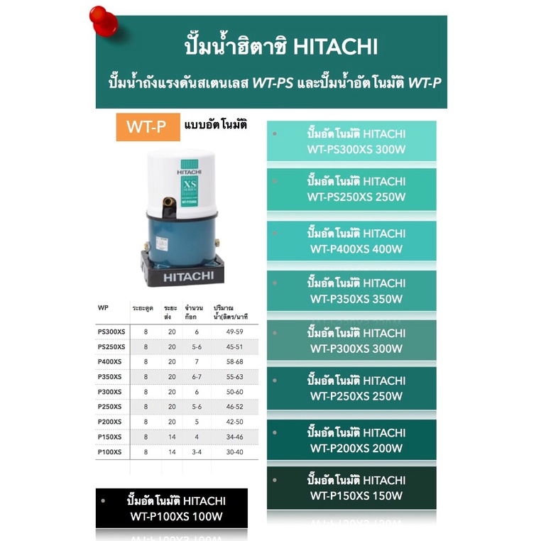ปั๊มอัตโนมัติ ถัง HITACHI WT-P100XS WT-P150XS WT-P200XS WT-P250XS ของแท้ 100 - nkp_craftsman ...