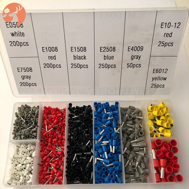 1200pcs/Pack E0508 E7508 E1008 E1508 E2508 Insulated Ferrules Terminal ...
