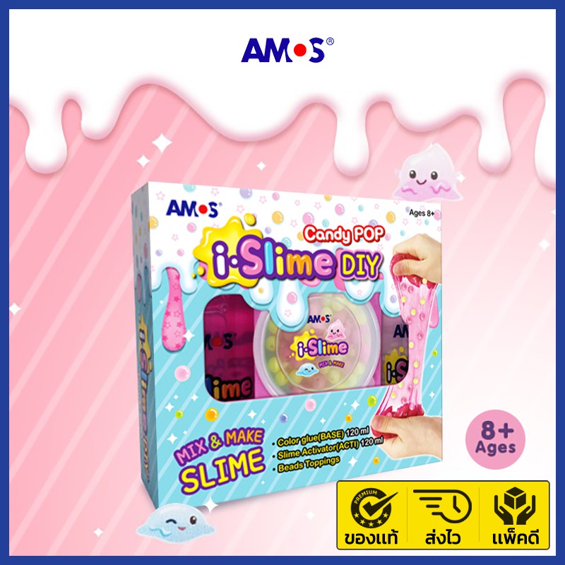 AMOS Slime DIY ชุดทำสไลม์ด้วยตัวเอง ไร้สารพิษ กลิ่นไม่ฉุน No.1 จากเกาหลี (ชุด Candy Pop ...