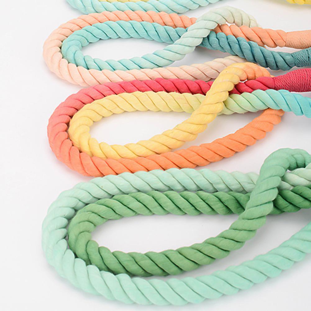 Gradient Rainbow Color Wear-resistant Braid Cotton Rope Dog Walking ...