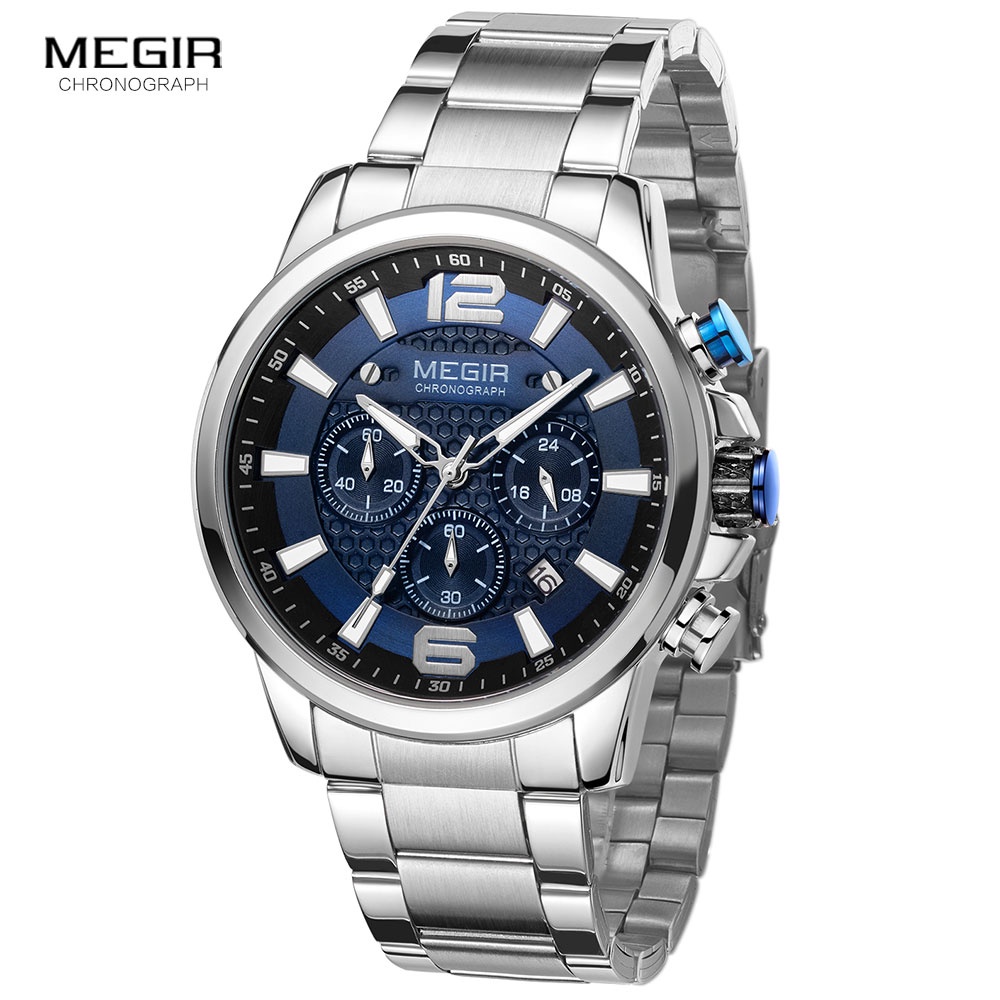 กระเป๋านาฬิกาMEGIR Luxury Watches Men To Brand Stainless Steel ...