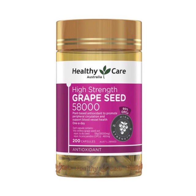 (แท้????) Healthy Care Grape Seed 58000mg (New Package) 200 Capsule 200 ...