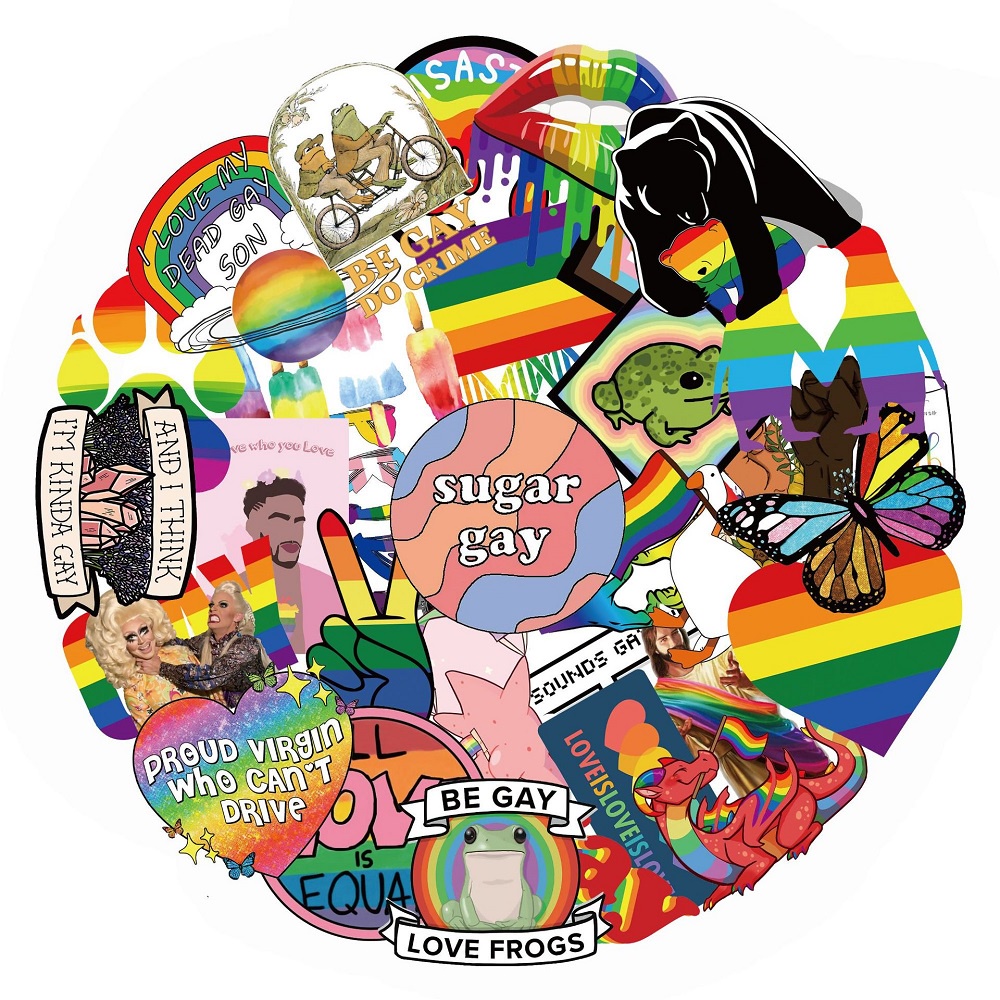 สติกเกอร์50cs Colorful Rainbow Funny LGBT Gay ride Stickers for ...