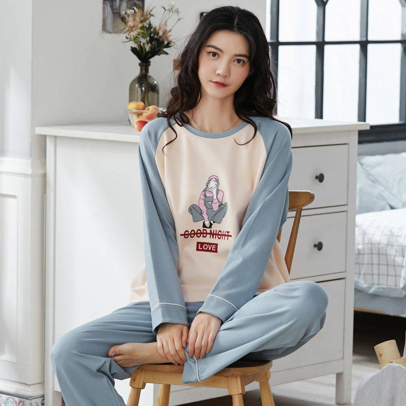 ชุดนอน ชุดนอนด้าย New Style 100 Cotton Pajamas Womens Long Sleeved
