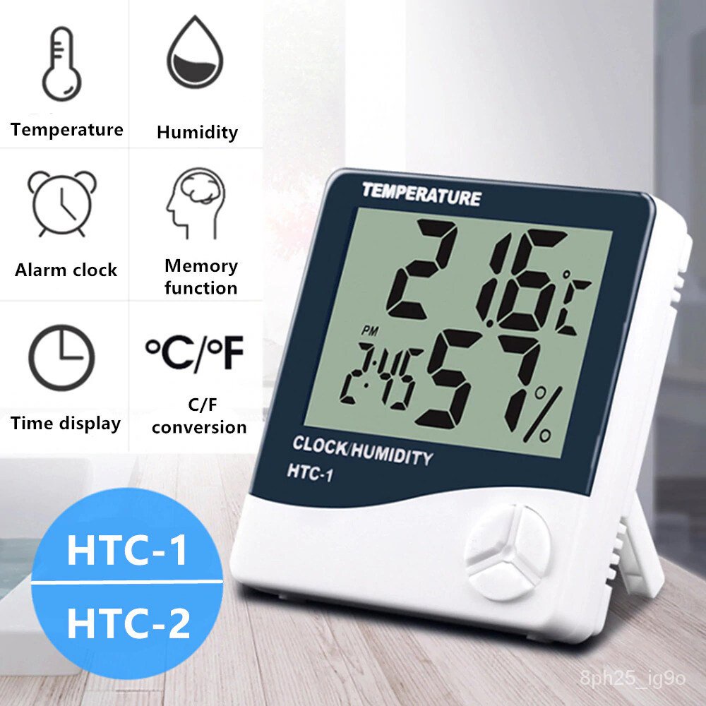 QIGUI Indoor Outdoor LCD Digital With Clock Weather Station Hygrometer ...