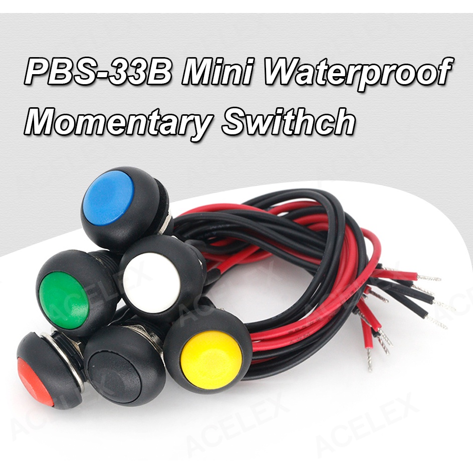 ปุ่มสวิทช์12mm PBS-33B Waterproof Momentary ON OFF Push Button Swithch ...