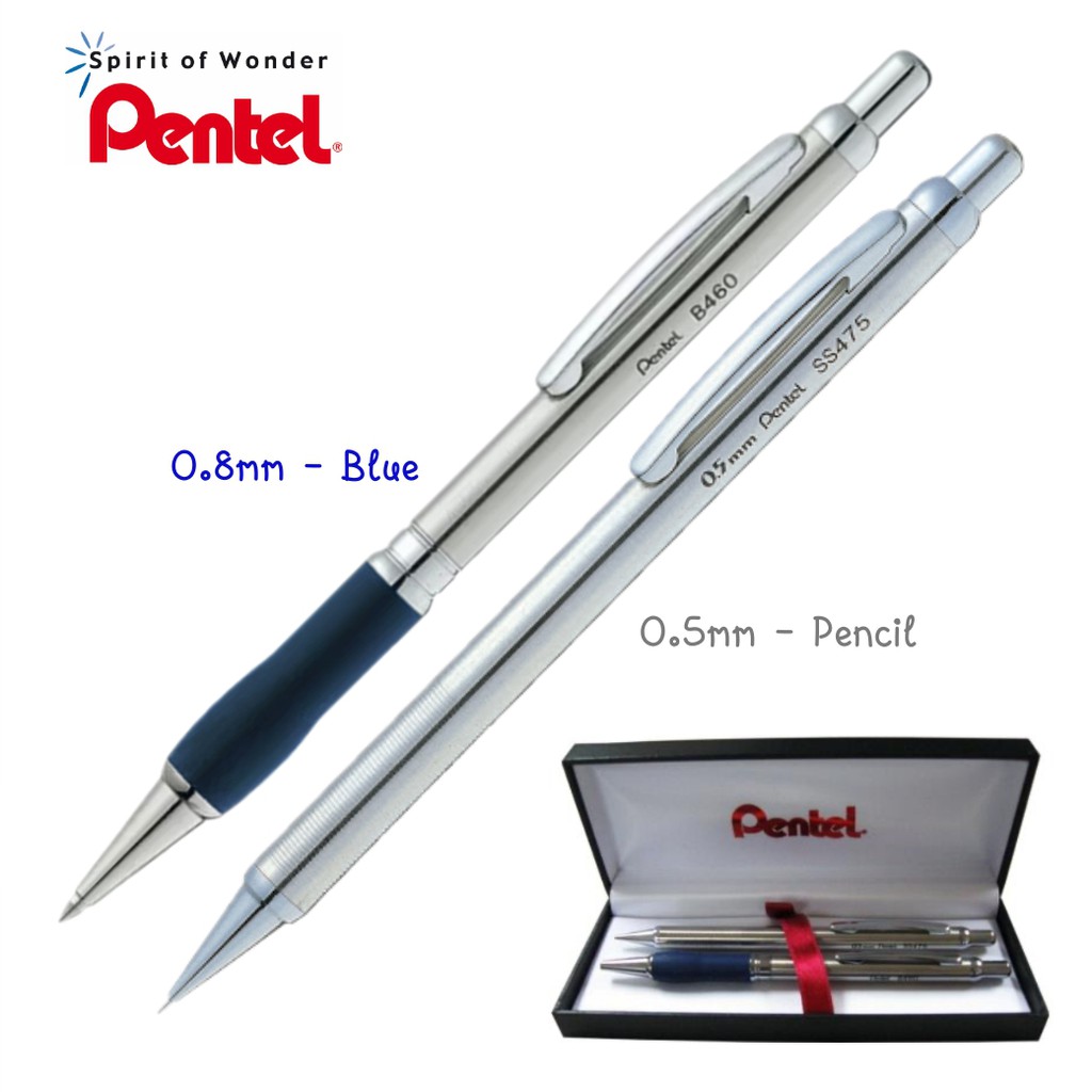 Pentel ปากกาลูกลื่น B460 + ดินสอกด SS475 เพนเทล พร้อมกล่อง QBSS460-C ...