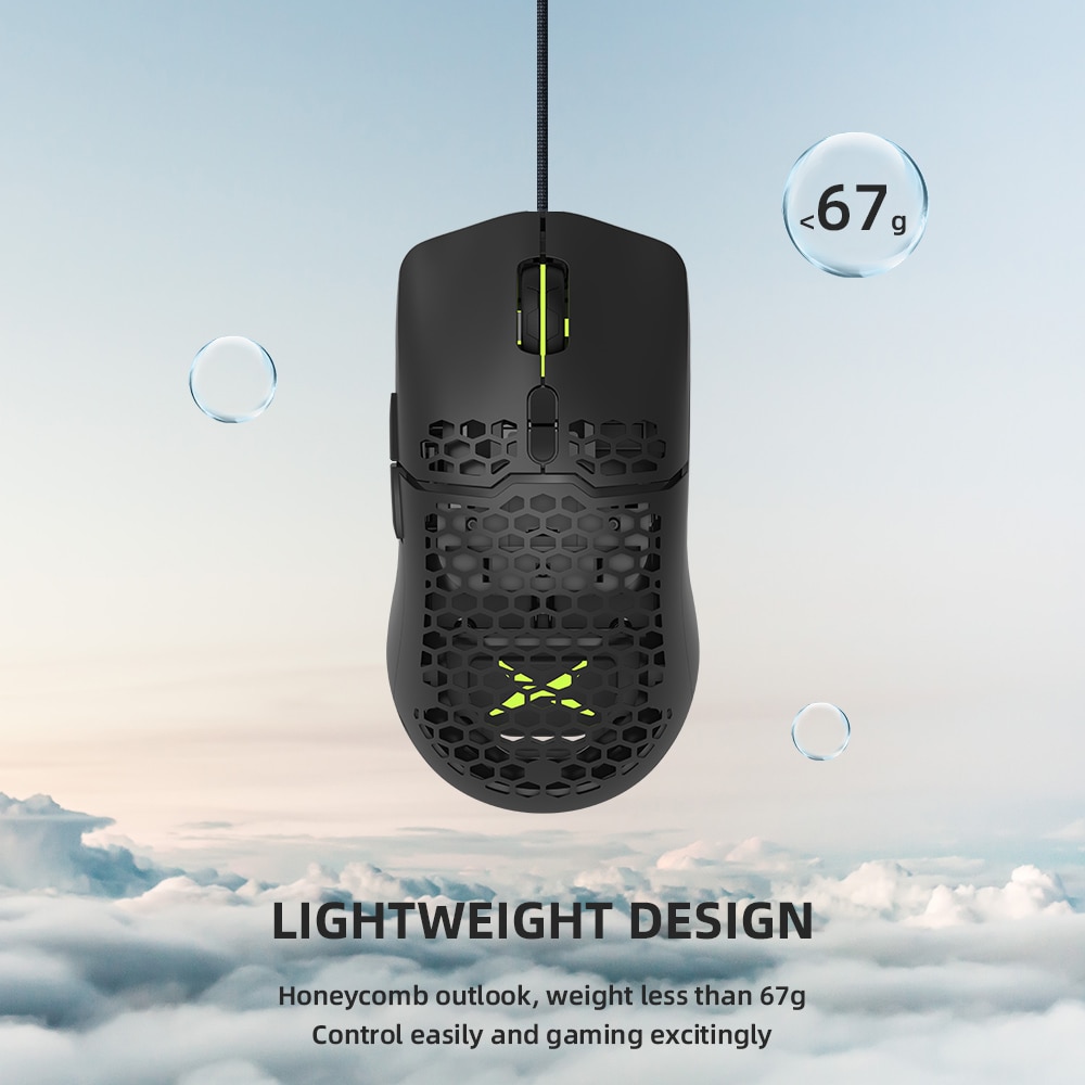 Delux M700 PMW3389 RGB Gaming Mouse 67g Lightweight Honeycomb Shell ...