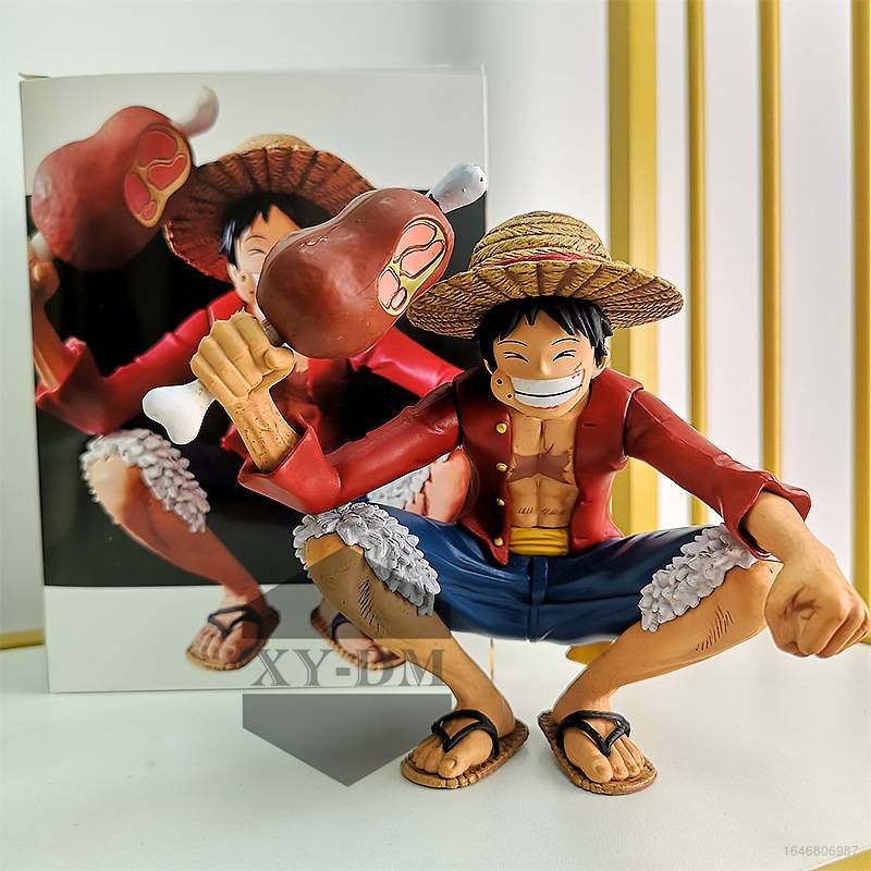 โมเดลฟิกเกอร์ One Piece Luffy eat meat น่ารัก ของเล่นสําหรับเด็ก ตกแต่ง ...