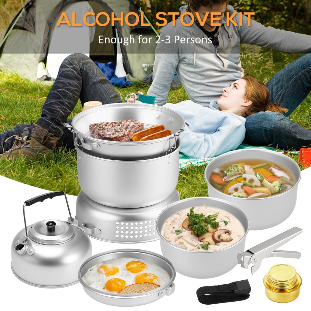 ชุดปฐมพยาบาล：10 CS Alcohol Stove Kit ortable Dish lates ots Water ...