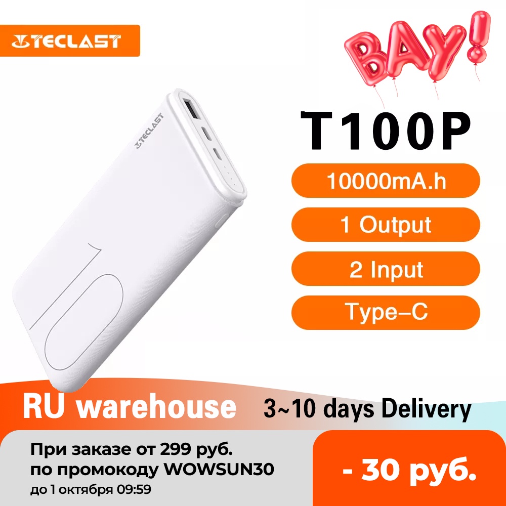 Teclast T100P 10000mAh Power Bank Powerbank Dual USB External Battery ...