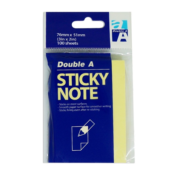 Double A กระดาษสติ๊กกี้ โน๊ต Sticky Note 3x2 in 100 แผ่น - ThaiPick