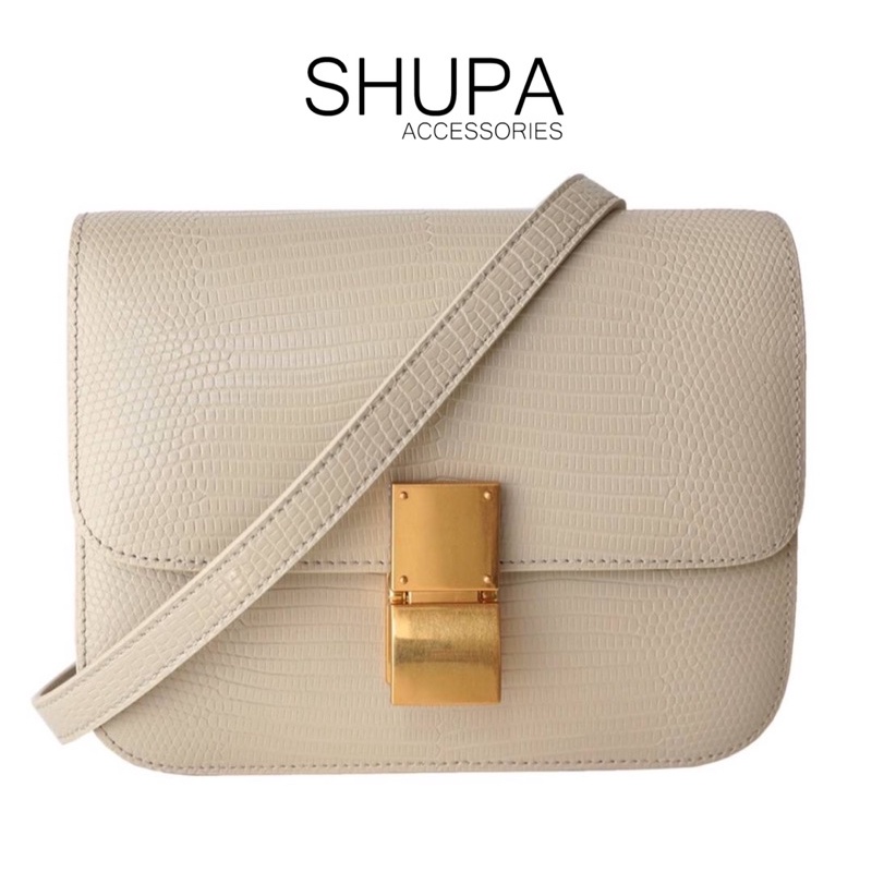 พรีออเดอร์ กระเป๋าสะพายข้าง รุ่น CL BOX BAG หนังแท้ ลาย LIZARD SKIN ...