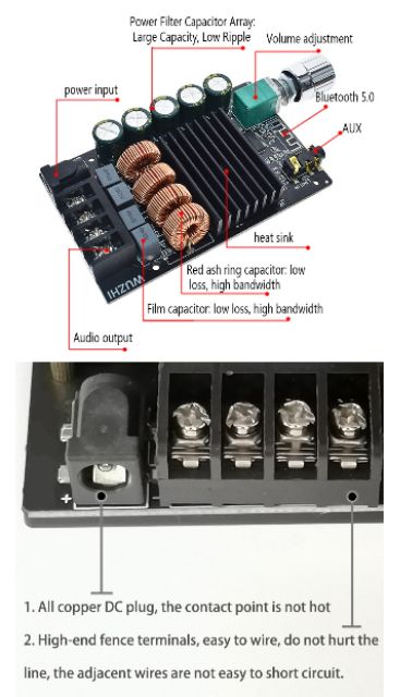Bluetooth 5.0 HIFI TPA3116 100W100W Amplifier Stereo Board Dc5-27V ZK-1002 Amplificador Audio ...