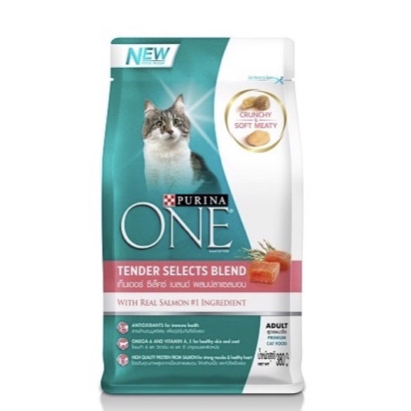 อาหารแมว Purina One 380 กรัม สูตร Tender Selects Blend Salmon เพียวริ ...
